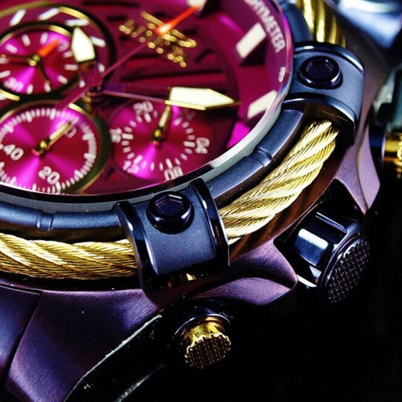 Invicta | Accessories | Mens Purple Bolt Dial Gold Trim 52mm Watch ...